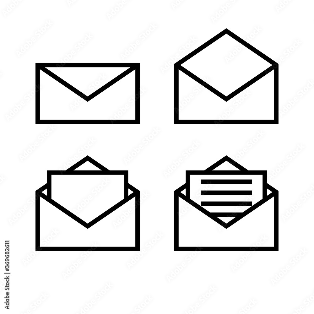 Letter envelope symbols icons signs logos simple black and white ...