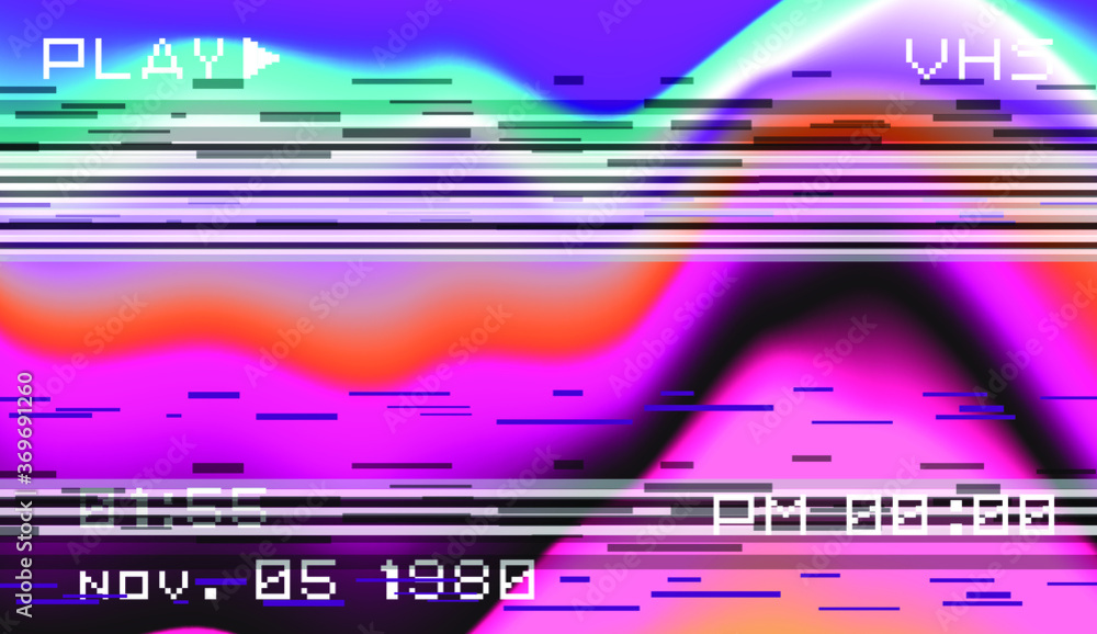 Retro VHS background with Glitch art effect. Vector illustration in ...