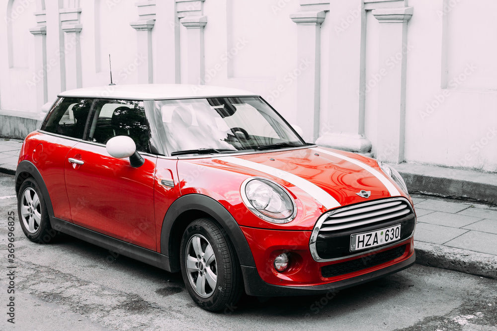 Red Mini Cooper Side View