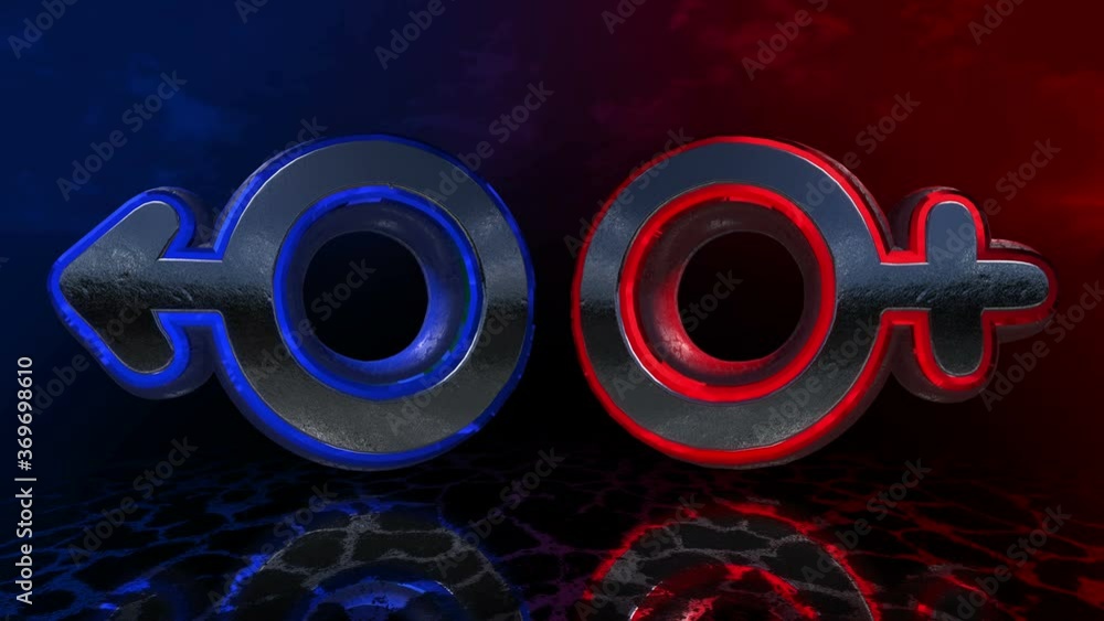 Symbols of men and women. 3D animation of gender signs Stock 비디오 ...