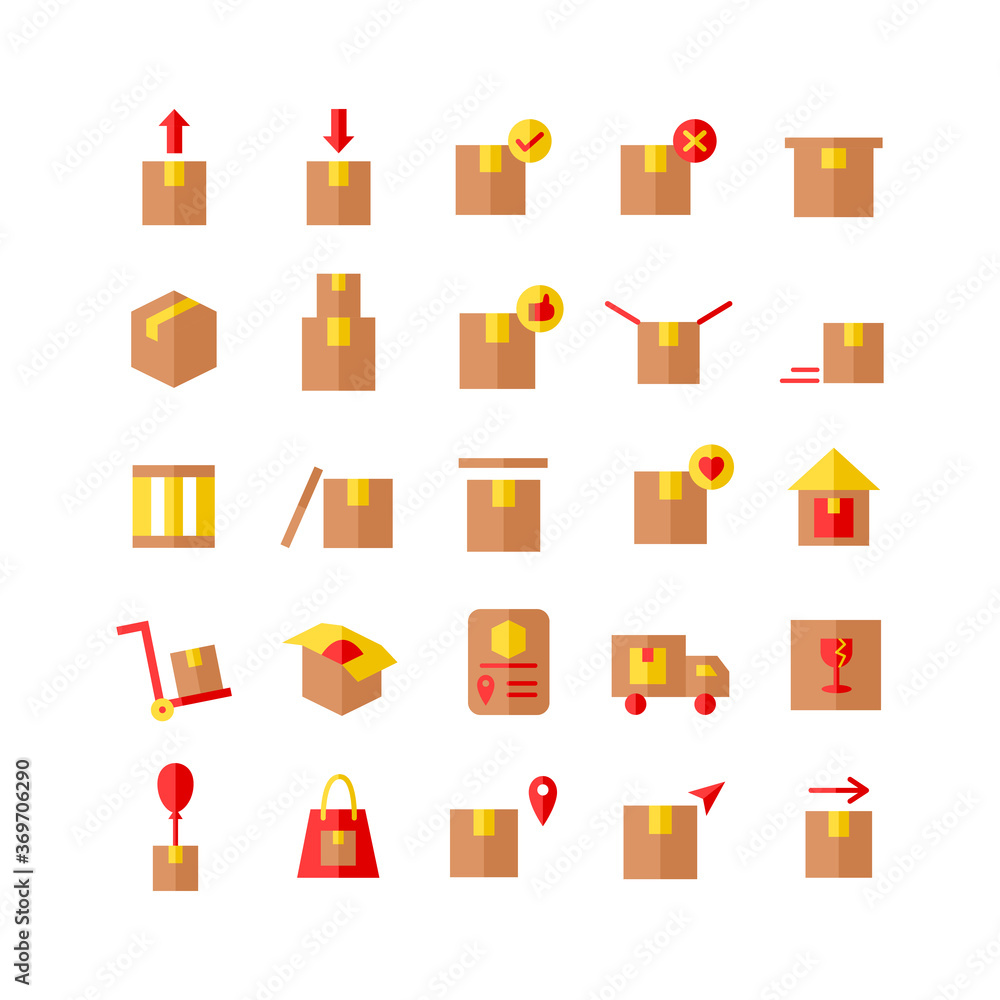 Package icon set vector flat for website, mobile app, presentation ...