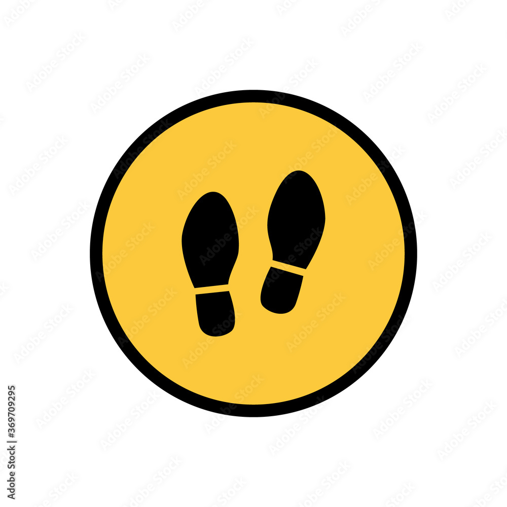 Isolation, virus protection, personal boundaries. Foot symbol, sign ...