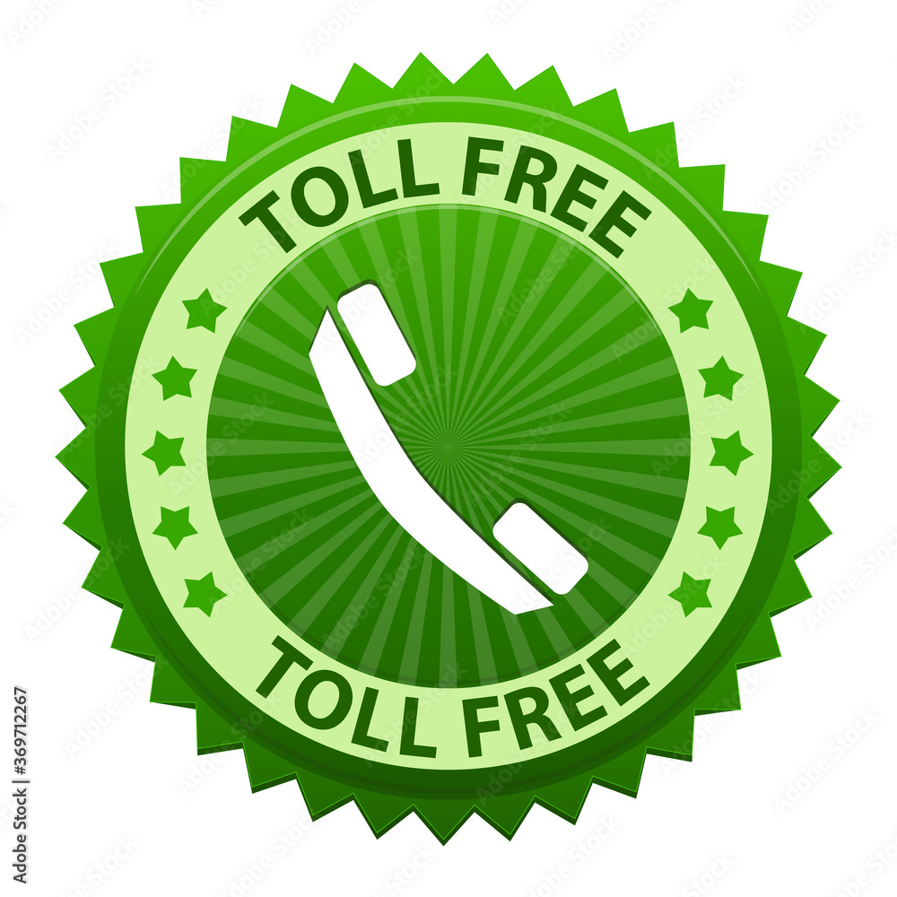 ภาพประกอบสต็อก Toll Free green label icon or symbol isolated on white ...