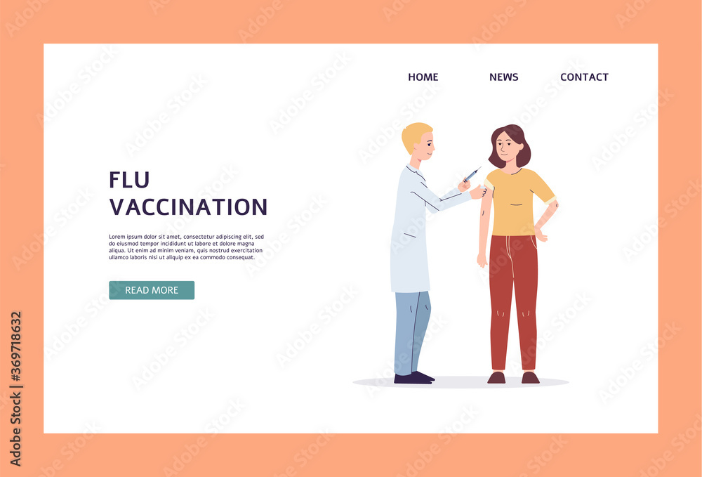 Flu and influenza vaccination and immunization banner flat vector ...