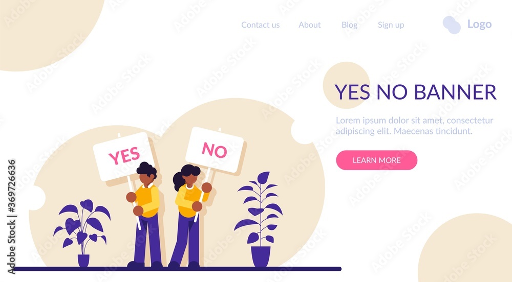 Pros and cons. Man and woman at gathering to decide advantages and ...