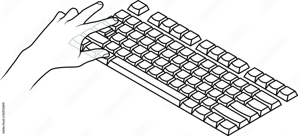 Human hands on a computer keyboard pressing a combination of keys: Alt ...
