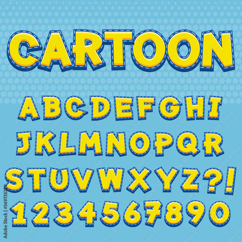 Letter Alphabet With Numbers Cartoon Style Design Stock Vector | Adobe ...