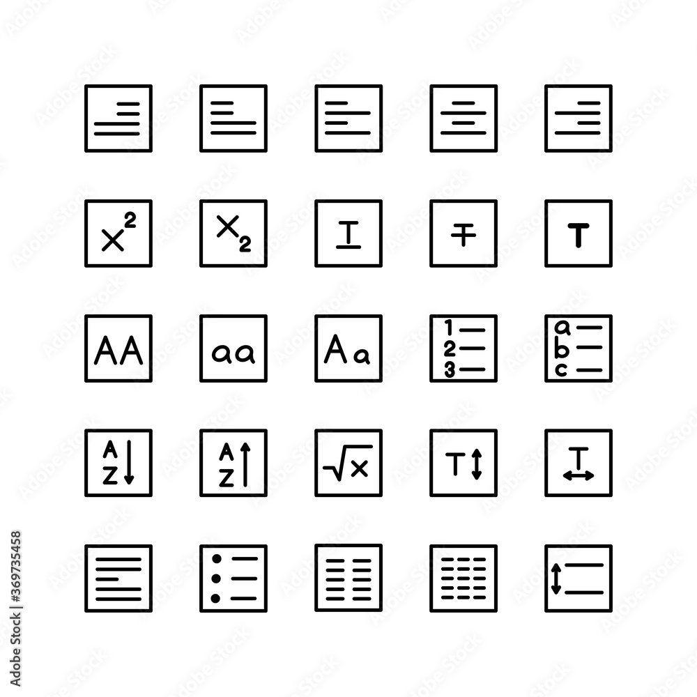 Text Editor icon set vector line for website, mobile app, presentation ...