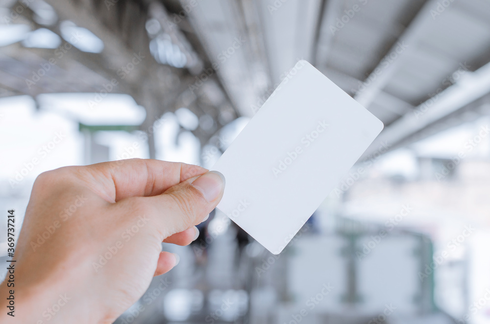 hand holding empty blank white business card mock up design text for ...