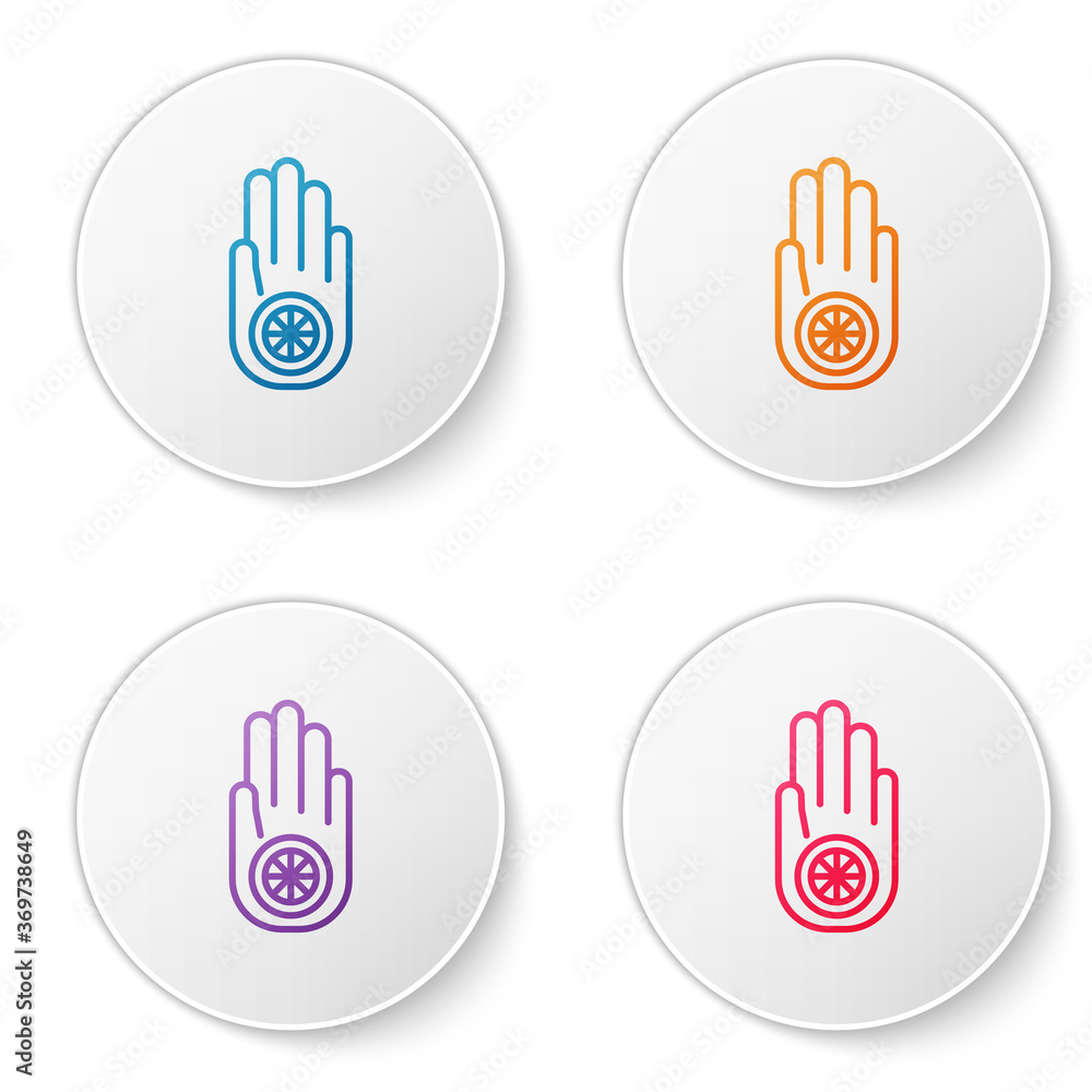 Color line Symbol of Jainism or Jain Dharma icon isolated on white ...