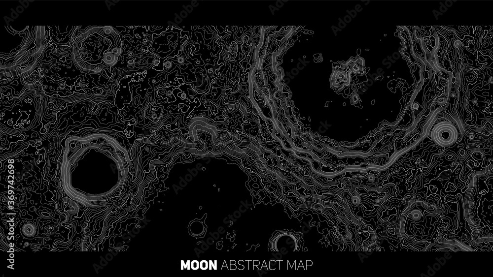 Vector abstract Moon relief map. Generated conceptual lunar elevation ...