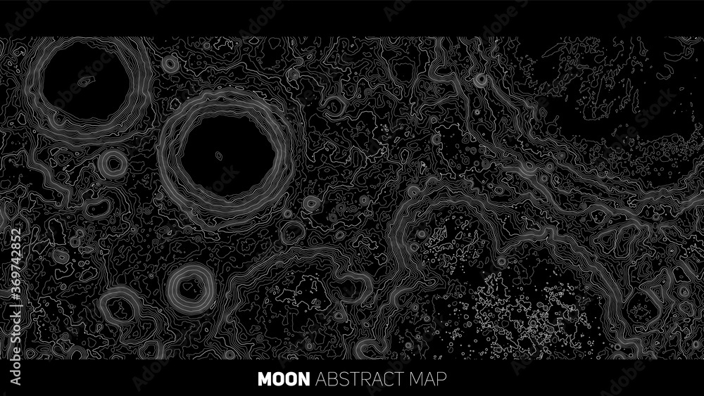 Vector abstract Moon relief map. Generated conceptual lunar elevation ...