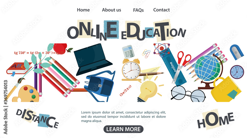 Design 3 web page banner on the theme of home school distance online ...
