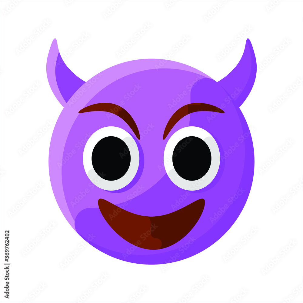 Smiling Evil Devil Funny Face Emoji Illustration Creative Design Vector ...