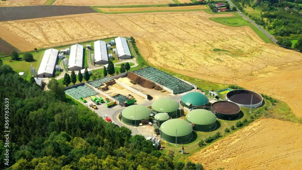 Sewage treatment plant. Aerial view to grey water recycling. Waste ...