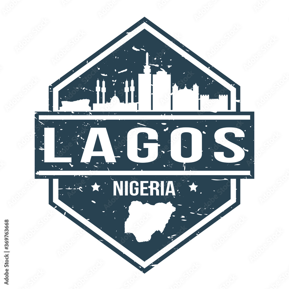 Lagos Nigeria Travel Stamp Icon Skyline City Design Tourism Rubber ...