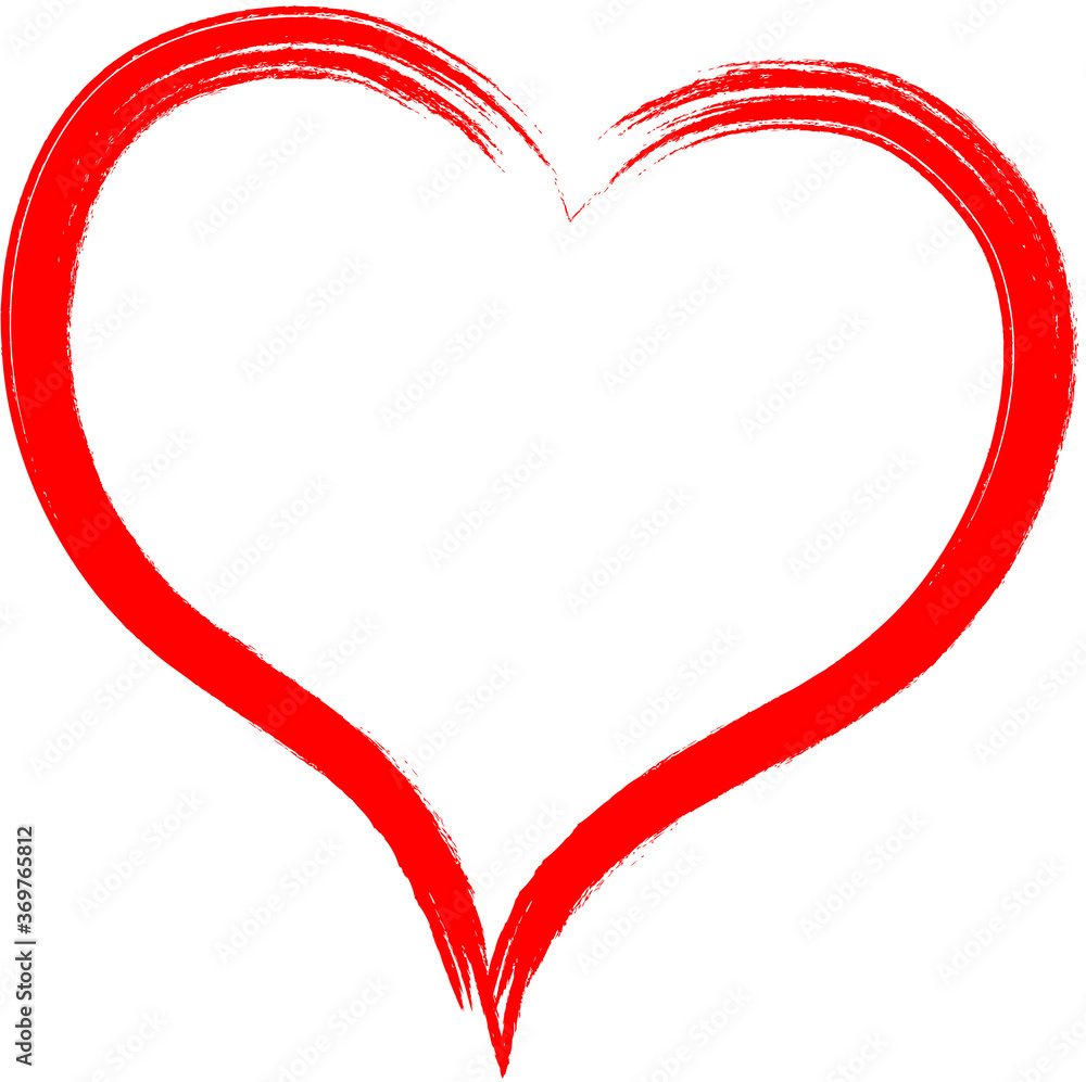 Red heart - outline drawing for an emblem or logo. Template for ...