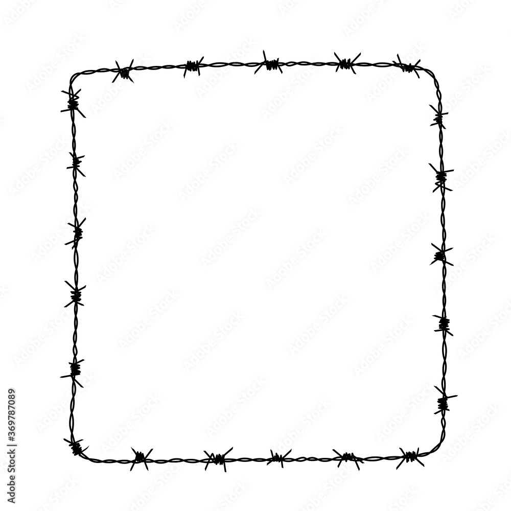 Vetor de Square frame from barbed wire silhouette. Vector illustration ...