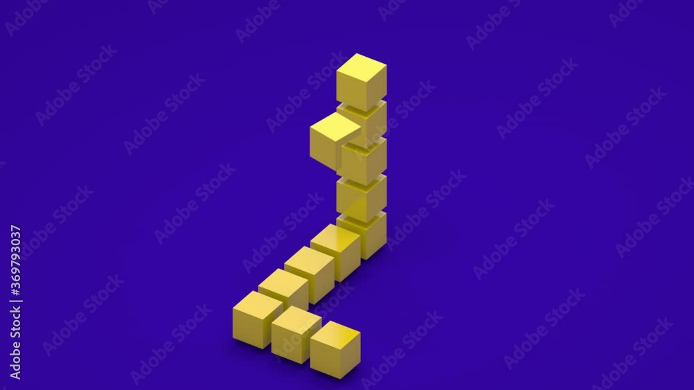 3D animation of an impossible triangle that is assembled from cubes and ...