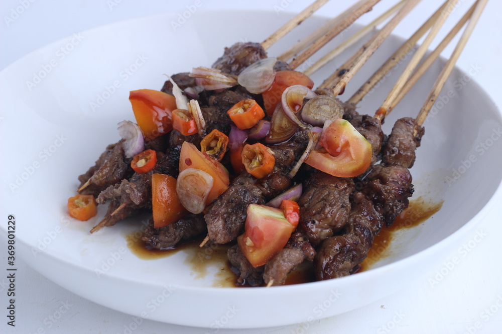 Sate Kambing is Lamb satay and traditional food from indonesia isolated ...