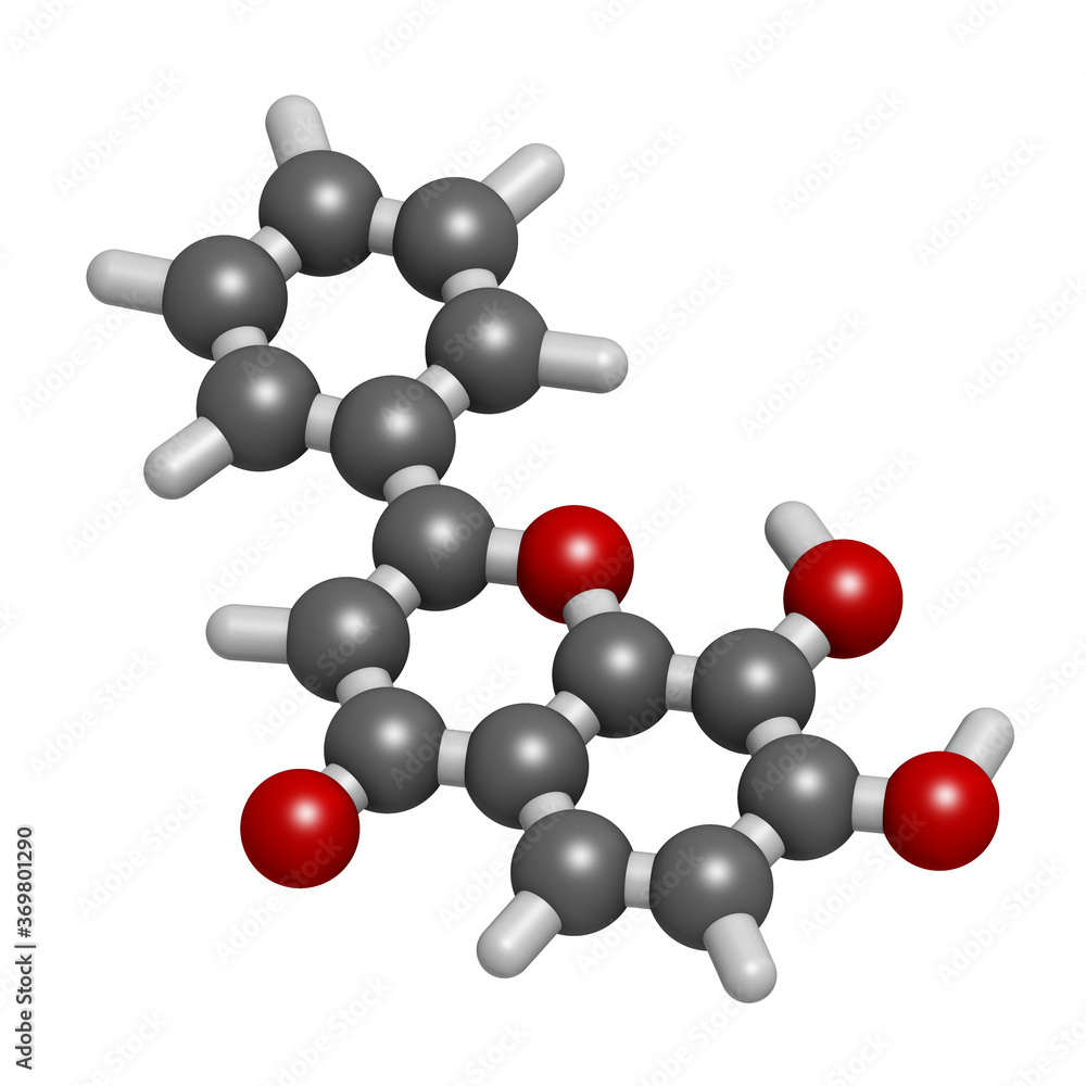 ภาพประกอบสต็อก 7,8-Dihydroxyflavone or 7,8-DHF molecule. 3D rendering ...