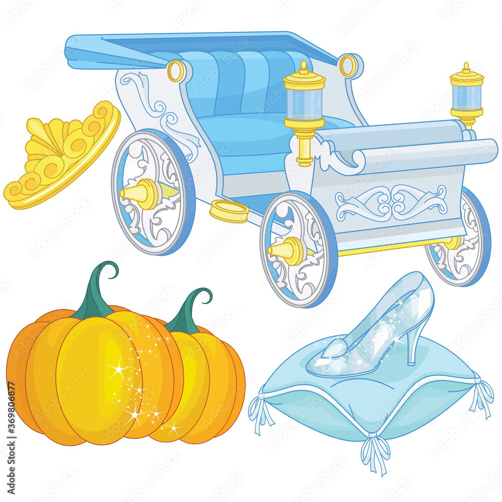 Cinderella Fairy Tale Set Stock Vector | Adobe Stock