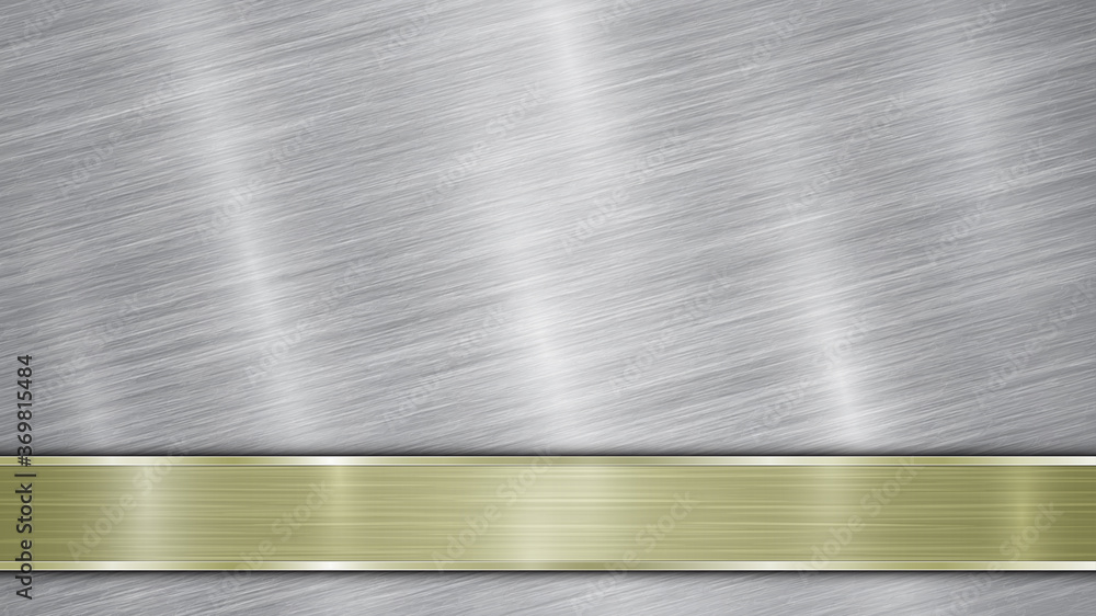 Background consisting of a silver shiny metallic surface and one ...