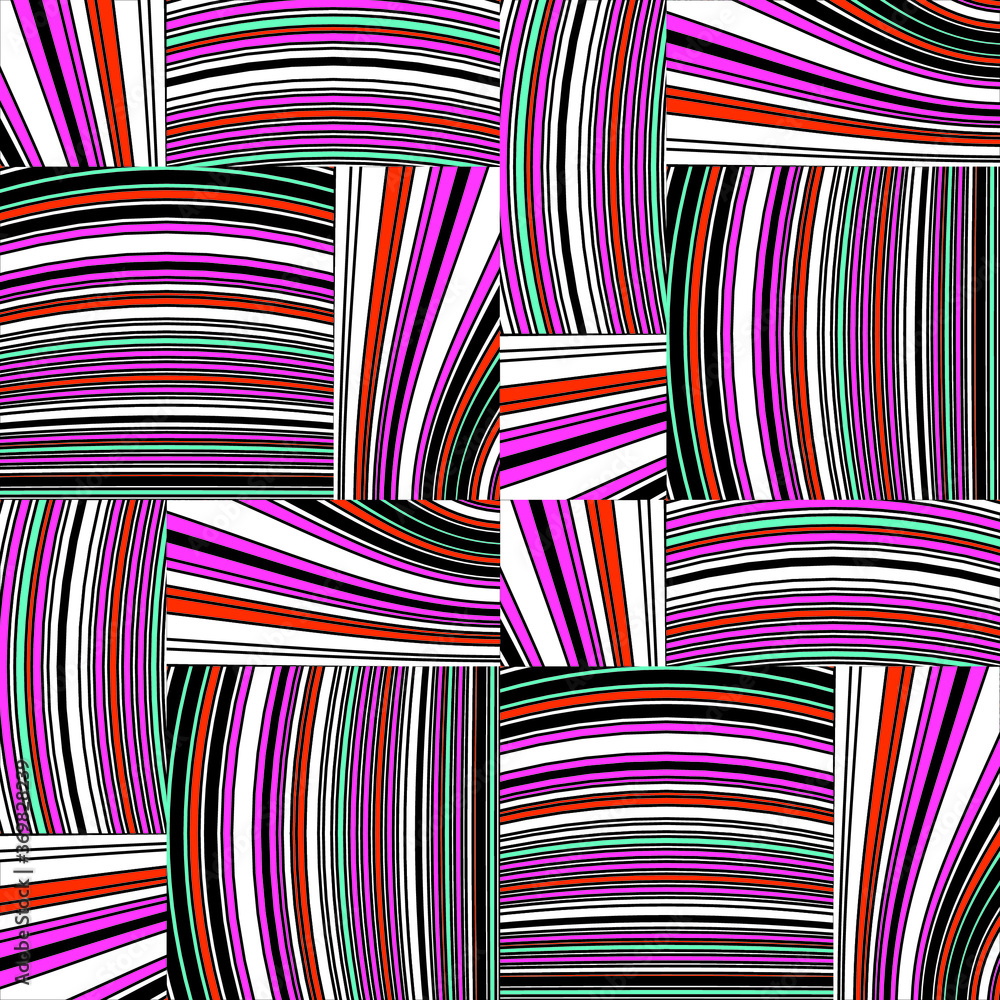 pattern with bulge horizontal and vertical colored segments Stock ...