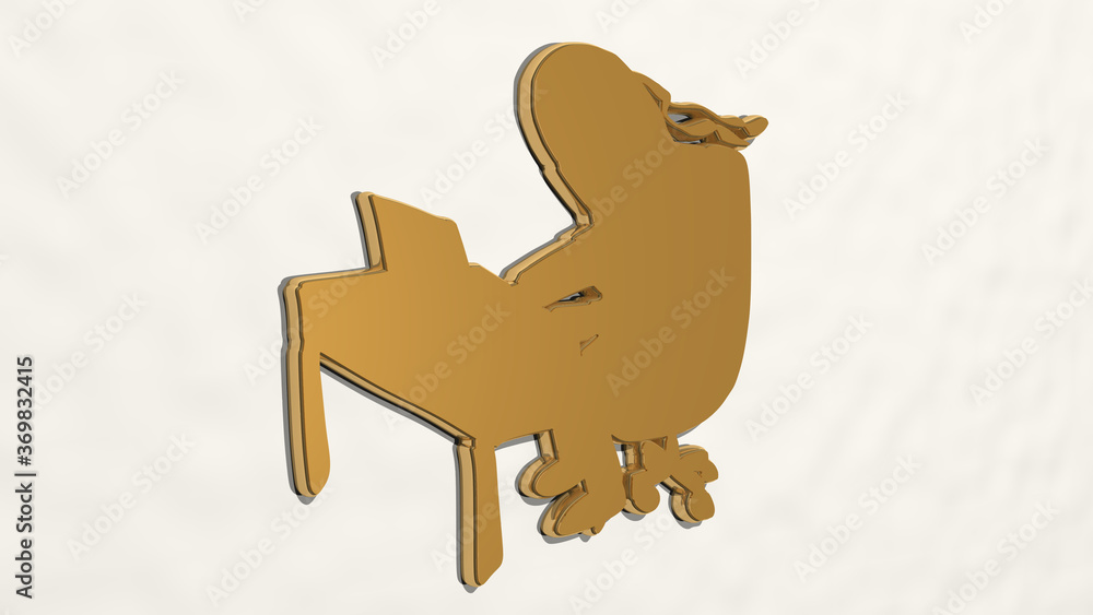 hacker ID theif made by 3D illustration of a shiny metallic sculpture ...