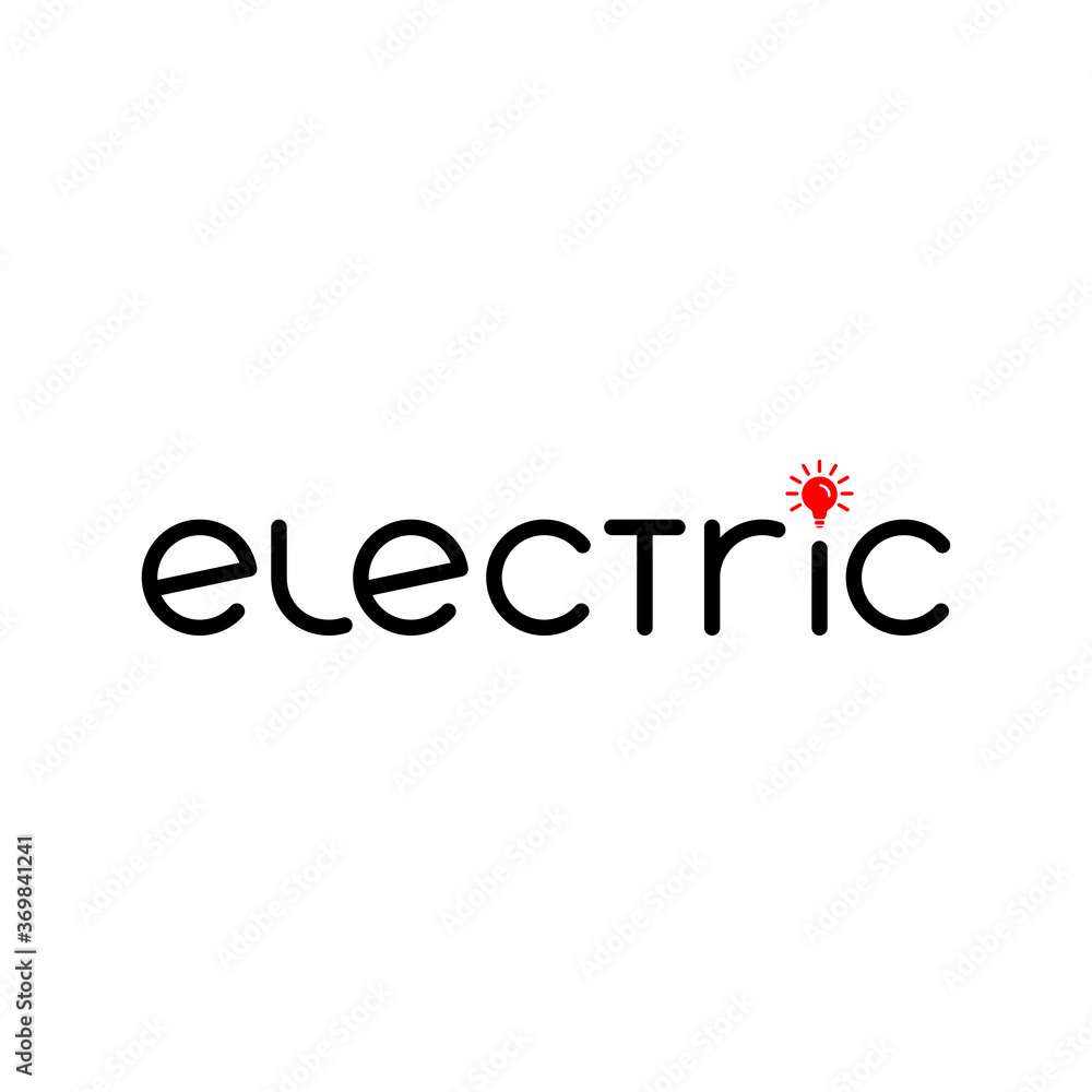 electric word. lamp icon. company text logo. smart simple logotype ...