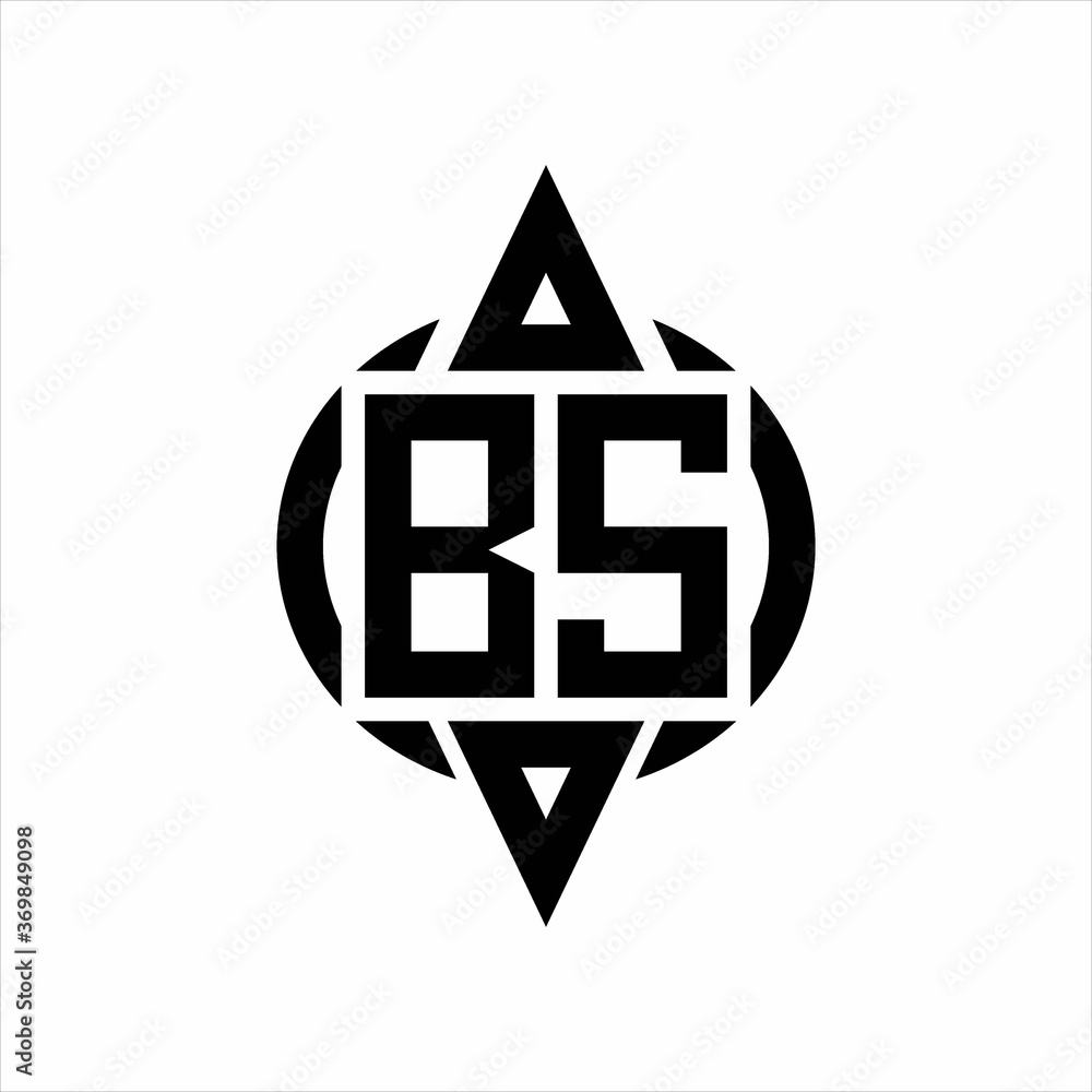 BS Logo with circle rounded combine triangle top and bottom side design ...