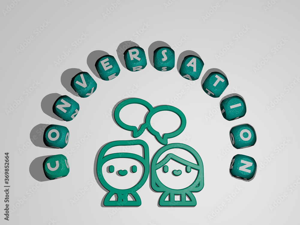 3D graphical image of CONVERSATION vertically along with text built ...