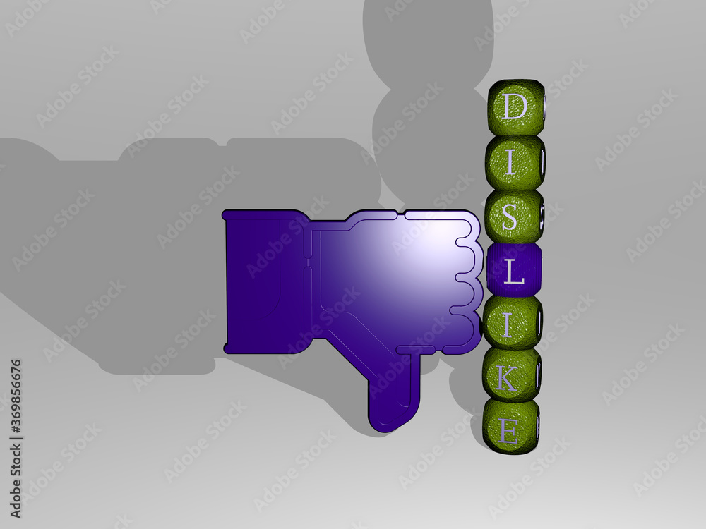 3D illustration of DISLIKE graphics and text around the icon made by ...