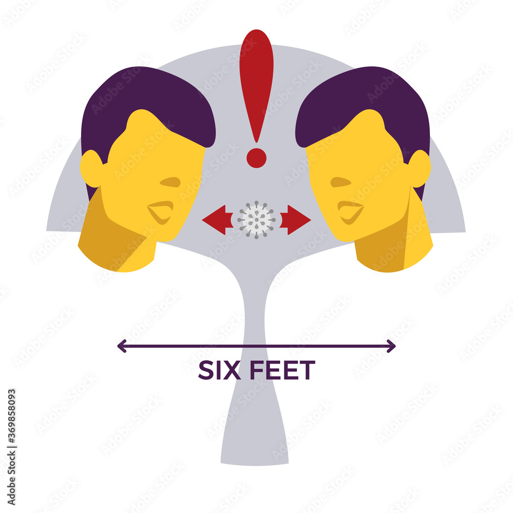 Transmission virus. Person-to-person spread. Coronavirus. COVID-19. Six ...