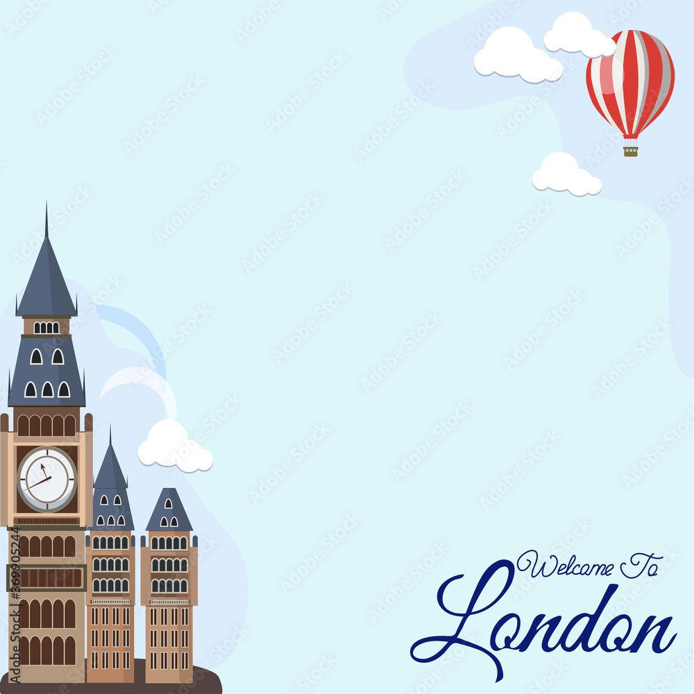 London sticker frame. Photo frame with Big Ben tower and balloon in the ...