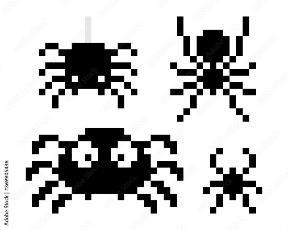 Pixel spider. Pixel art vector illustration. Stock Vector | Adobe Stock