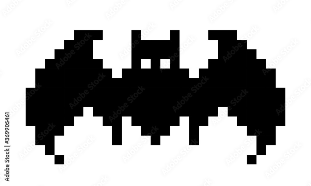 8 bit Pixel bat image. Animal Pixel art in vector illustration. Stock ...