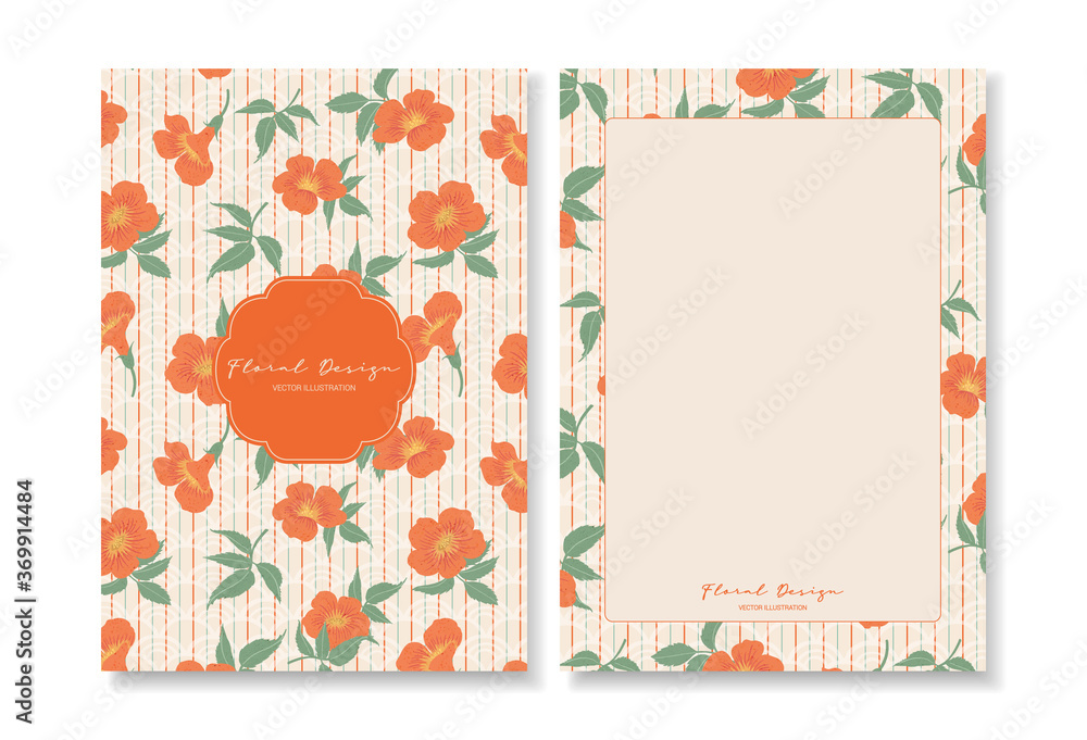 Set of cards with flowers. Floral greeting card template design. Vector ...