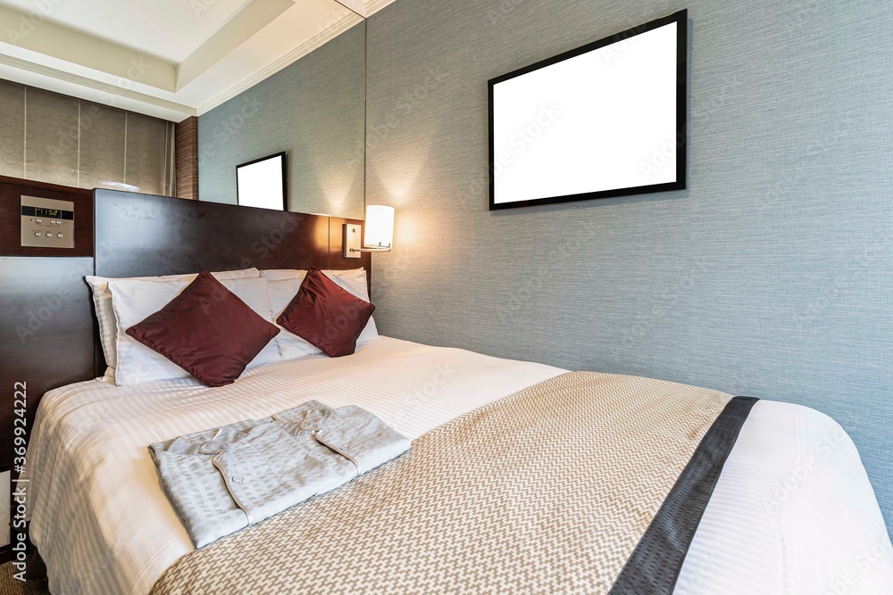 Single bed in modern small bedroom at apartment Stock Photo | Adobe Stock