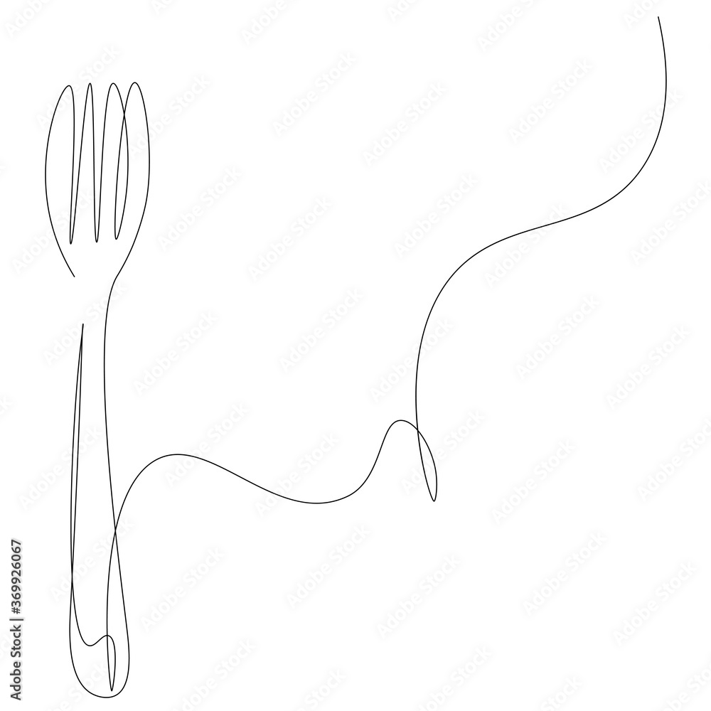 Fork one line drawing. Vector illustration Stock Vector | Adobe Stock