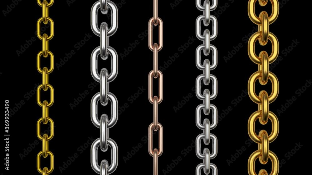 Vidéo Stock 3D animation of rotation of rows of chains made of various ...