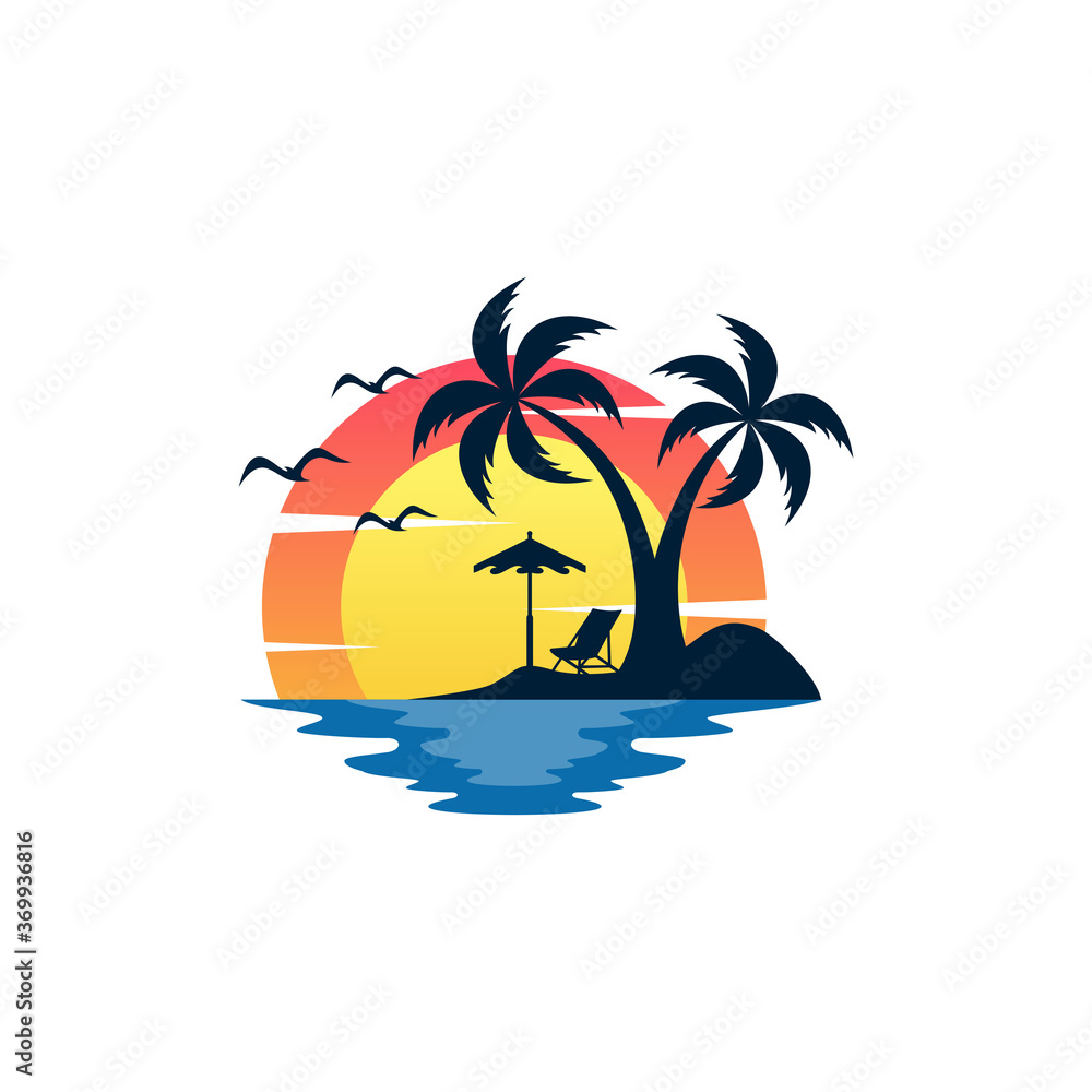 Beach logo design Vector template Stock Vector | Adobe Stock