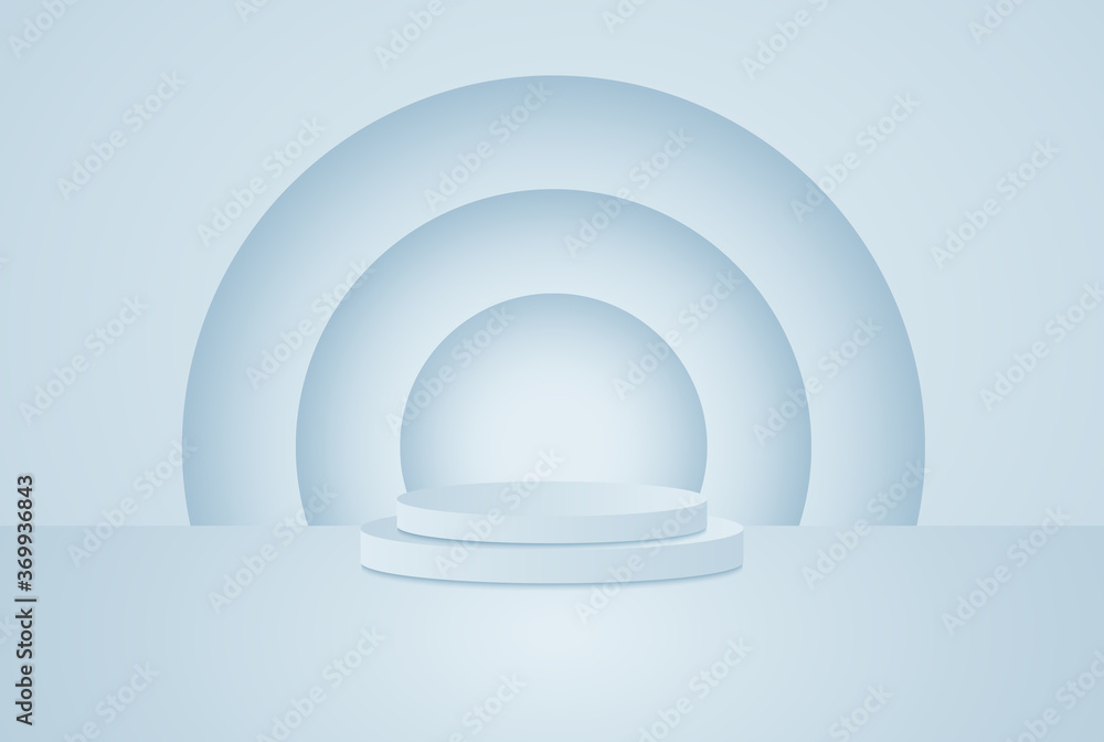 Background vector 3d blue rendering with podium and minimal blue wall ...
