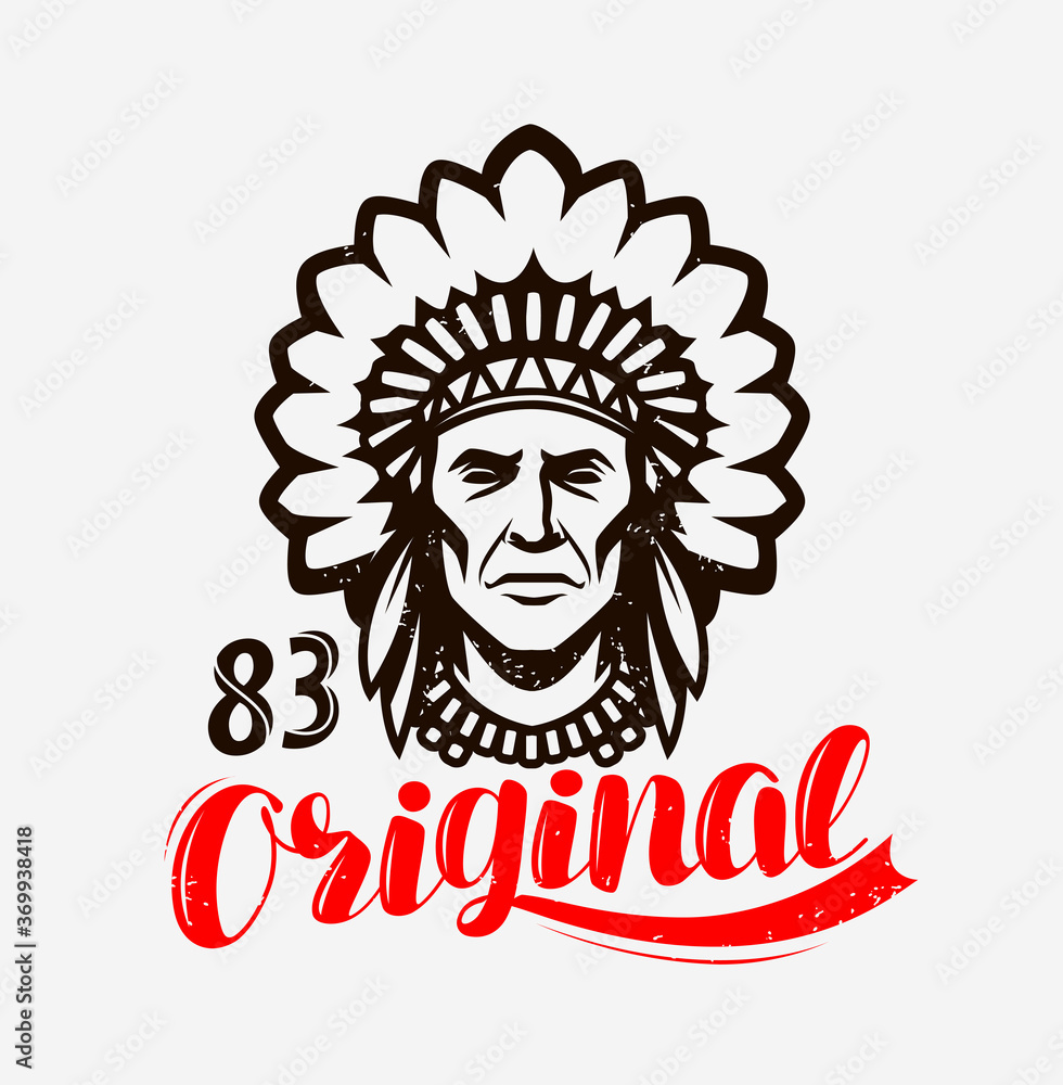 Indian chief, native american emblem. Vector illustration Stock Vector ...
