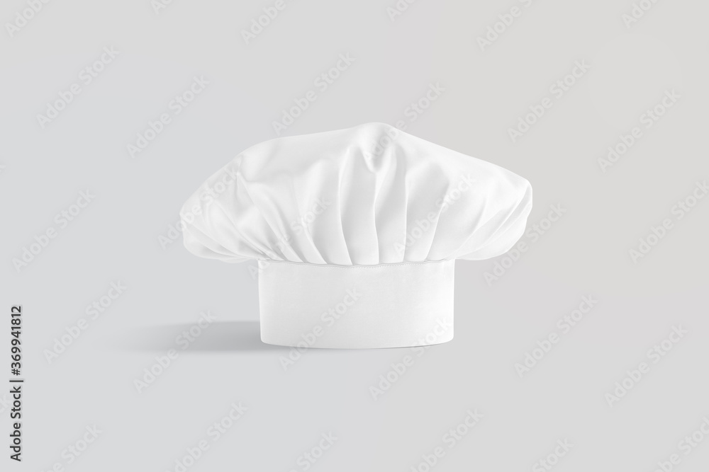 Blank white toque chef hat mockup stand, gray background Stock ...