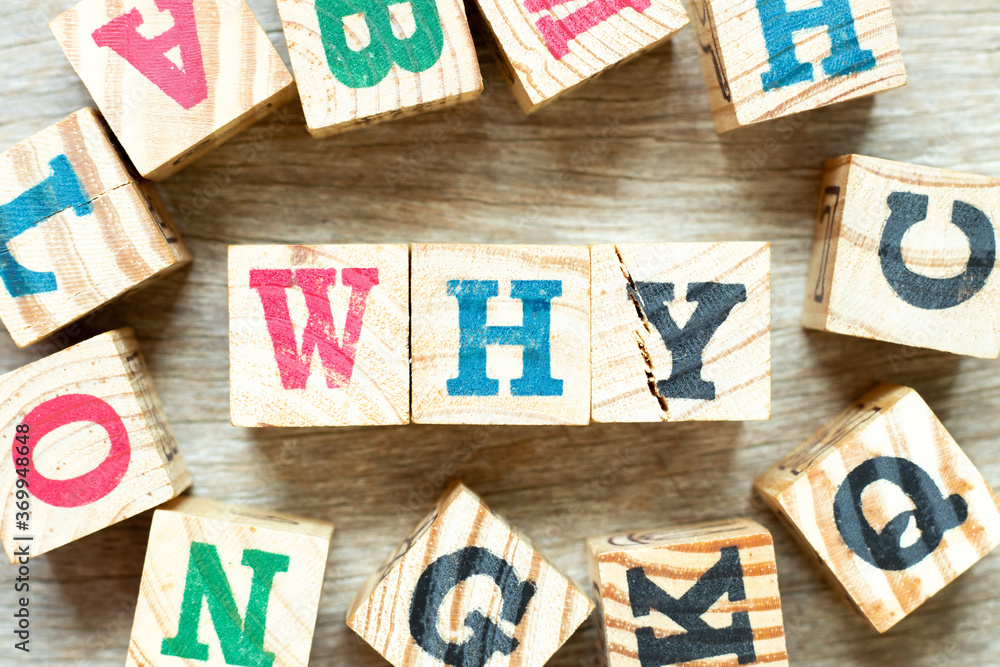 Alphabet letter block in word why with another on wood background Stock ...