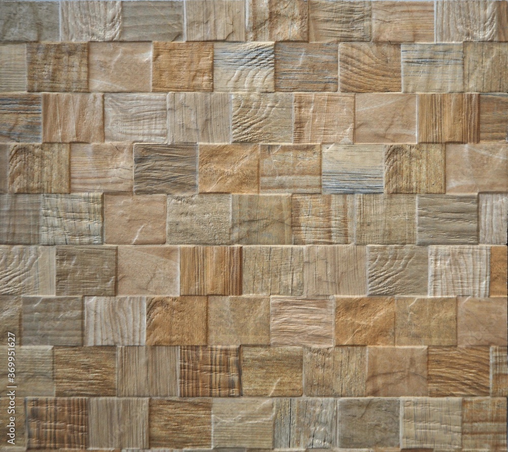 Rustic interior wall paneling made of small wood squares of different ...