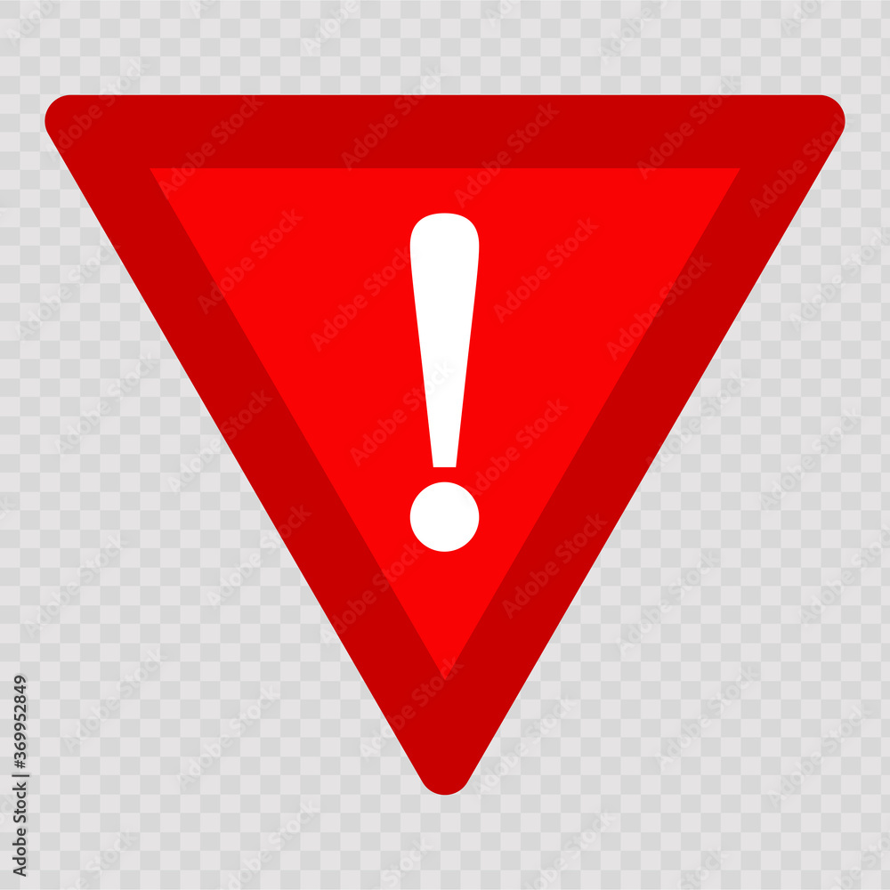 Red triangle caution warning alert sign on transparent background ...