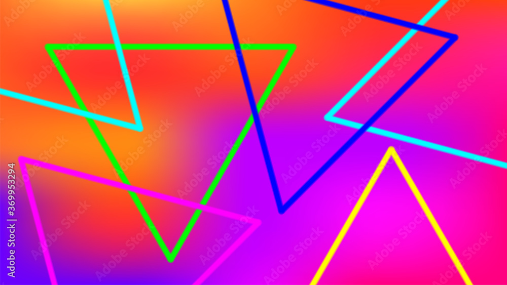colorful light beam with triangle line shape for background, night ...