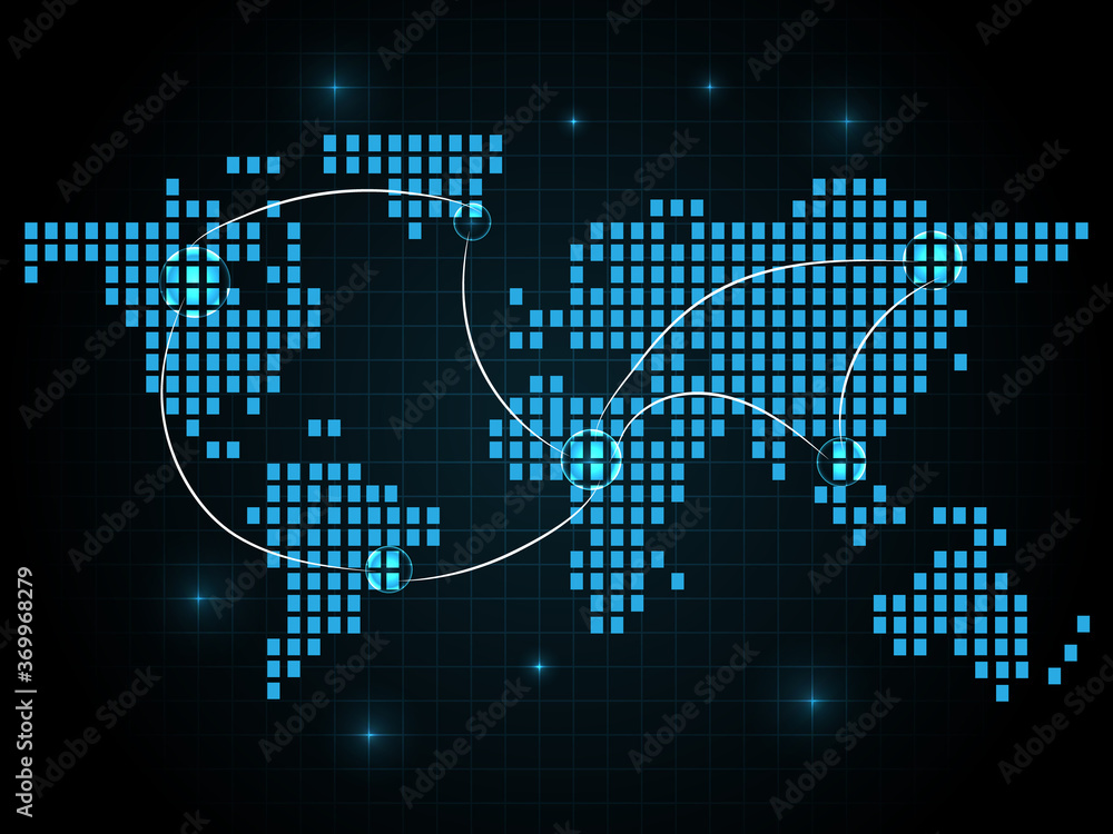 Stylish geographic background of the digital world map from rectangles ...